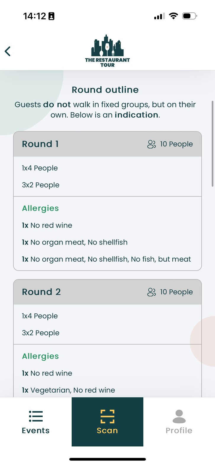 App: crowd control menu